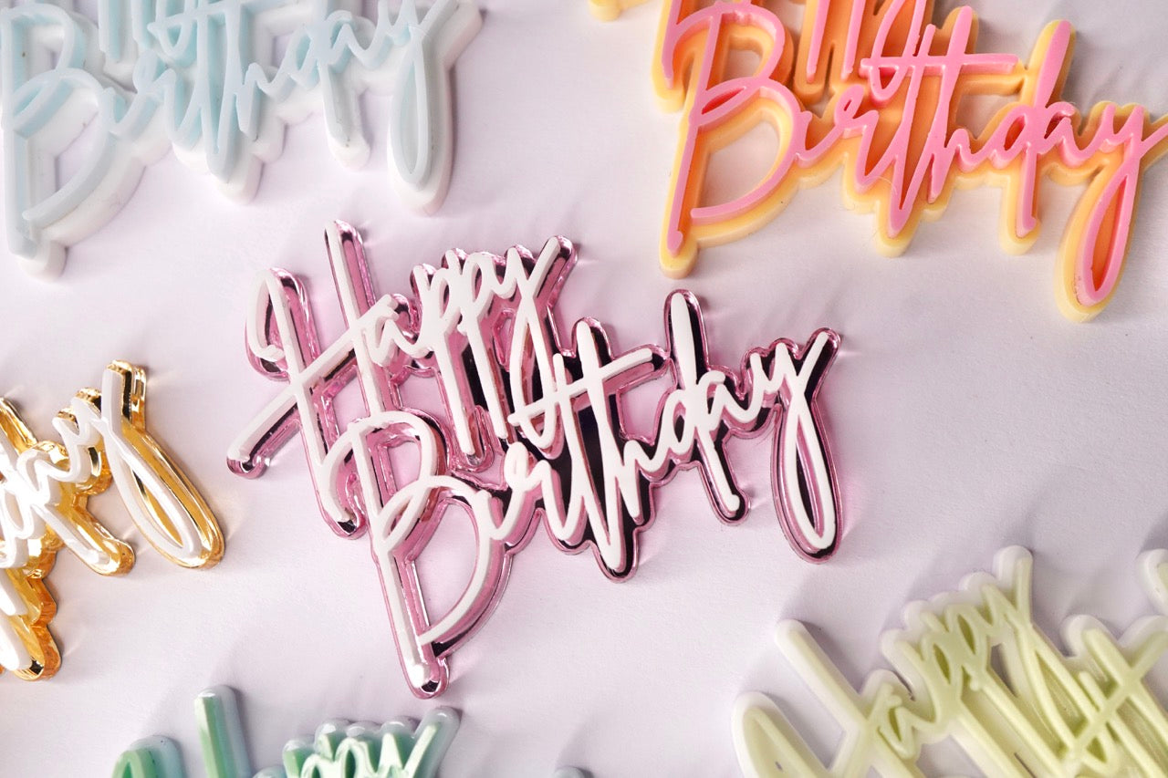Happy Birthday Charm (Double Layer, Colour Customisable) – Sugar Kingdom